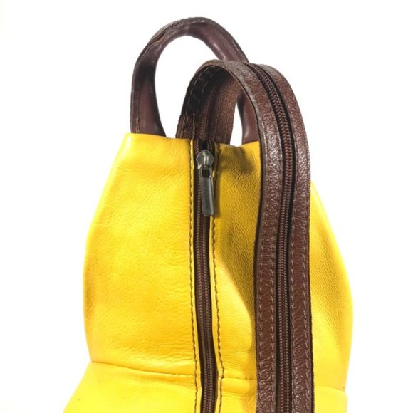 Vera Pelle | Bags | Womens Vera Pelle Backpack Purse Yellow Brown ...